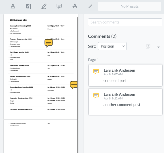 Notes and annotations in documents – Admincontrol Help Centre
