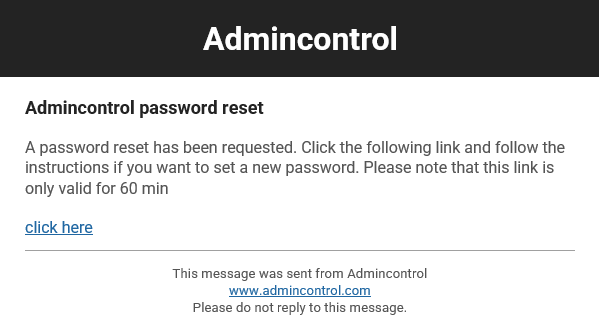 Reset password – Admincontrol Help Centre