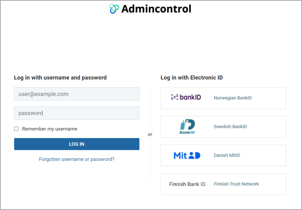 Log in – Admincontrol Help Centre